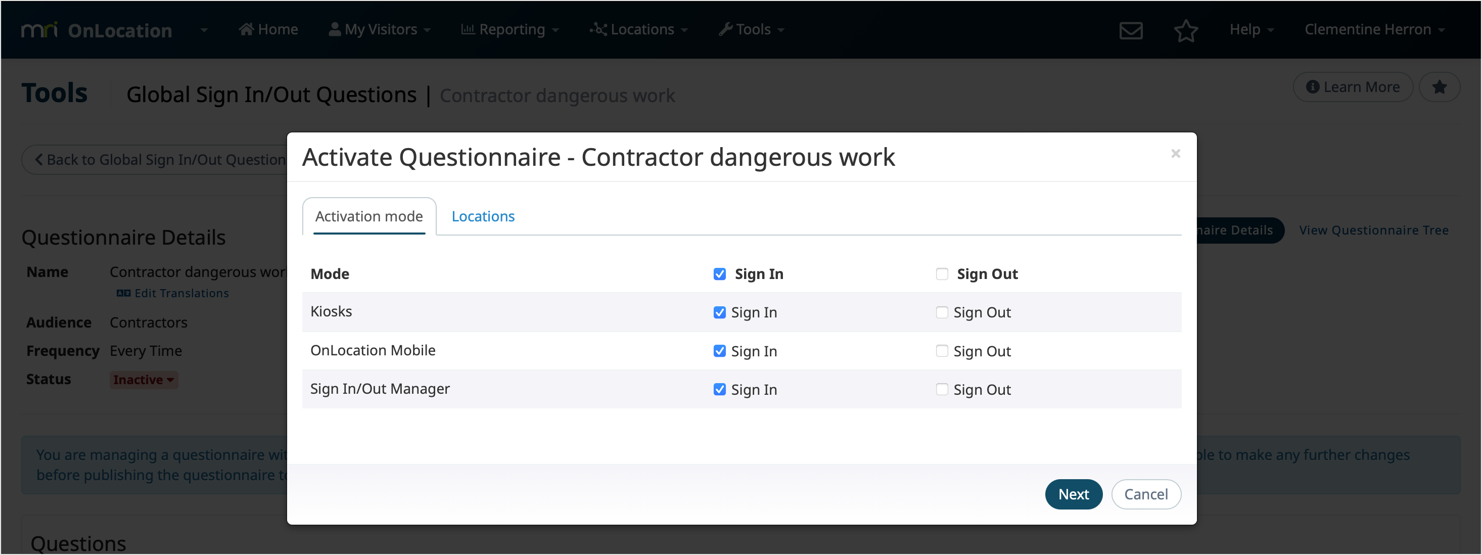 Add a global custom questionnaire – MRI OnLocation | Help Center