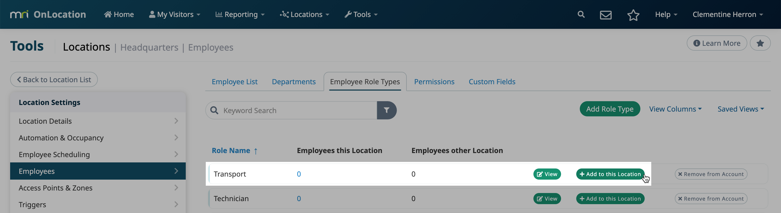 Manage and assign employee role types – MRI OnLocation | Help Center
