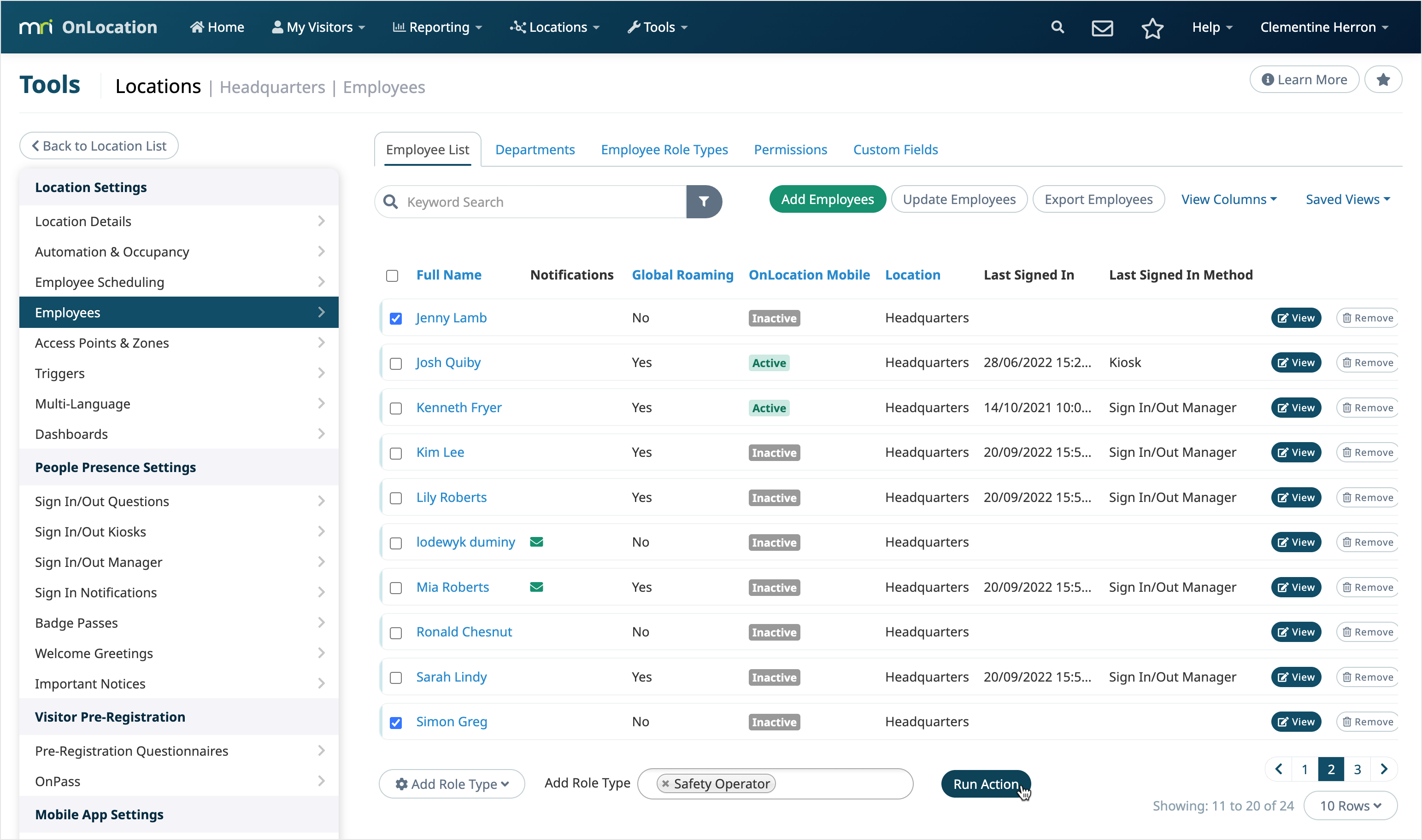 Manage and assign employee role types – MRI OnLocation | Help Center