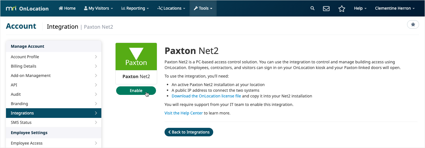 Set up the Paxton Net2 integration – MRI OnLocation | Help Center