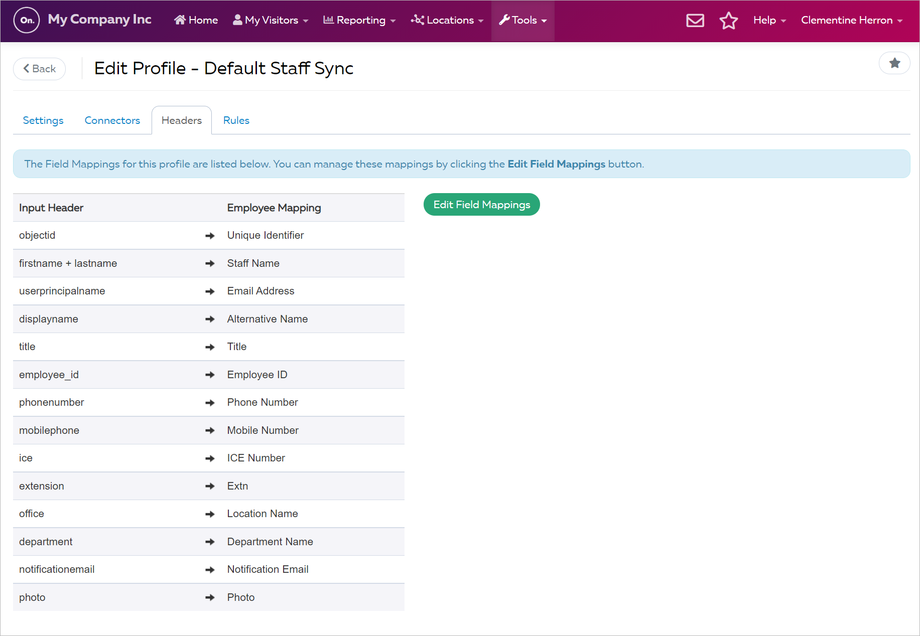 Sync profile headers – MRI OnLocation | Help Center