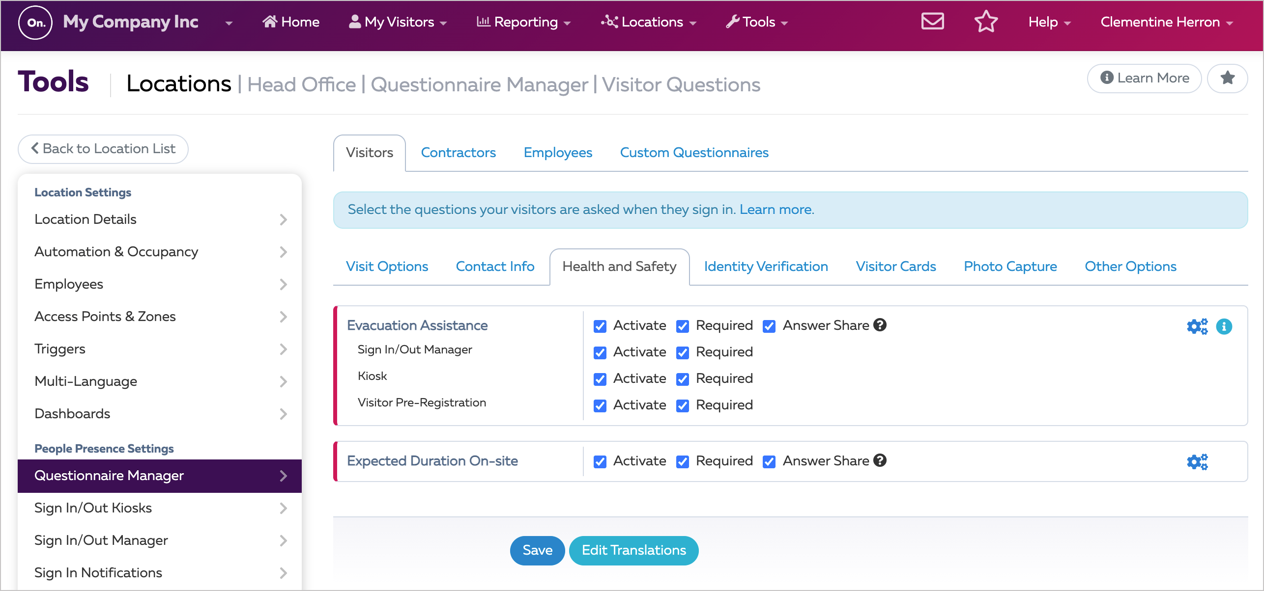 Set up basic visitor questions – WhosOnLocation | Help Center