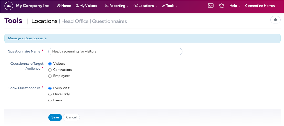 Create a custom questionnaire – WhosOnLocation | Help Center